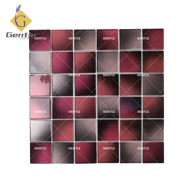 Pink Shiny Luxury Square Glass Mosaic For Interior Wall Kitchen ...